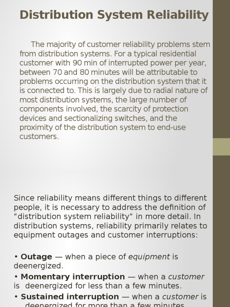 Distribution System Reliability | PDF | Reliability Engineering ...