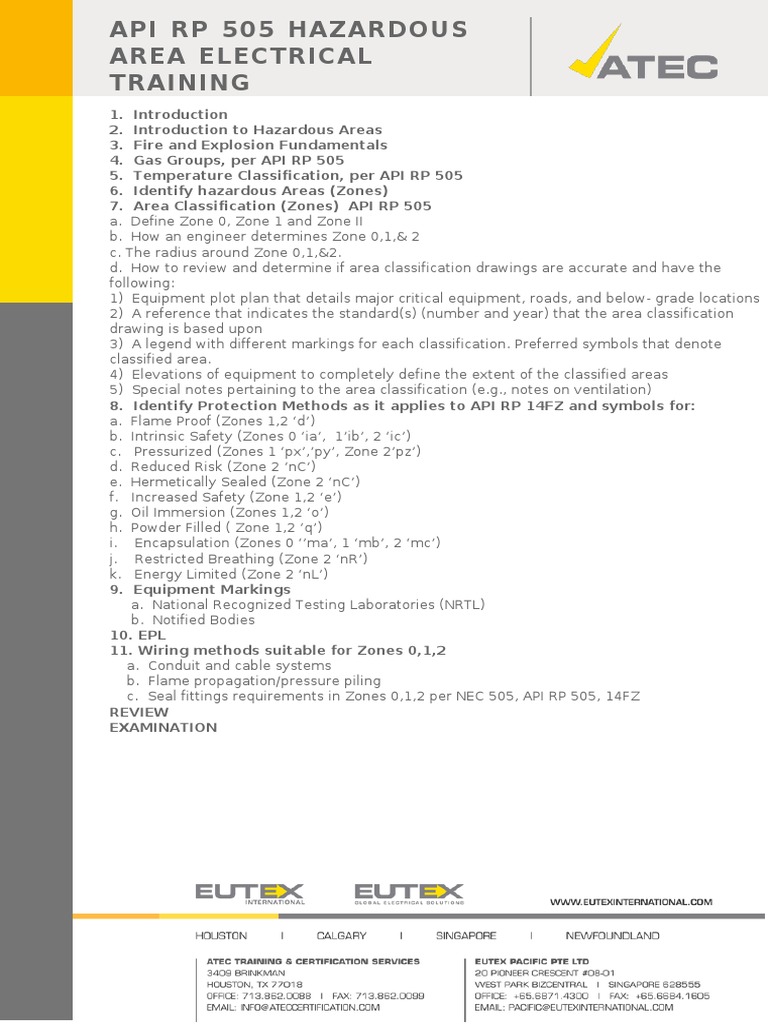 API RP 505 Hazardous Area Electrical Training | PDF