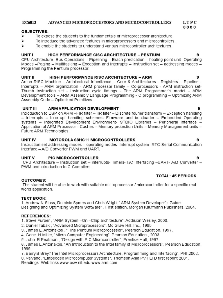 Ec6013 Syllabus | PDF | Arm Architecture | Instruction Set