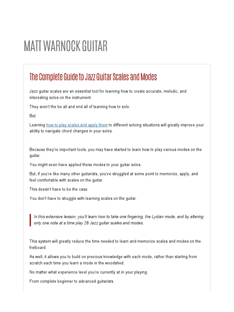Jazz Guitar Scales Simplified | PDF | Mode (Music) | Minor Scale