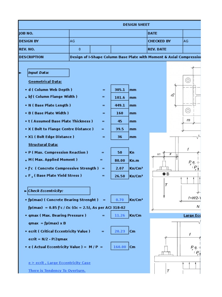 I-Shape Column Base Plate Design Guide | PDF | Column | Strength Of ...