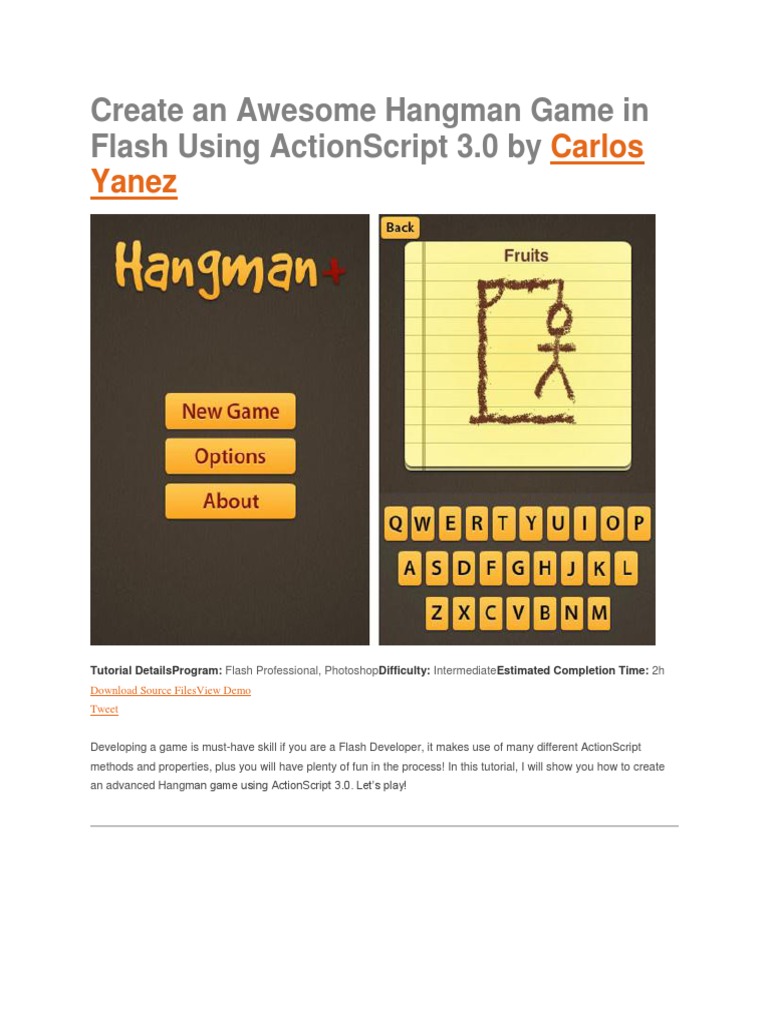 Create An Awesome Hangman Game in Flash Using ActionScript 3 | PDF | Adobe Flash | Button ...
