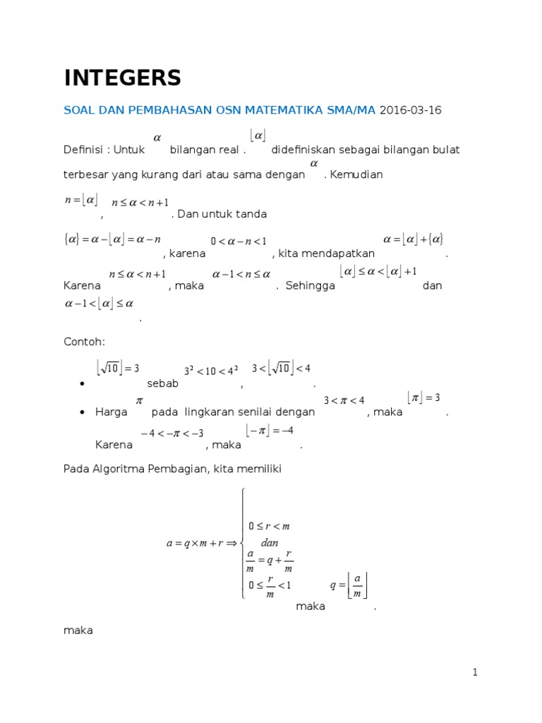Soal Dan Pembahasan Osn Matematika Sma | PDF