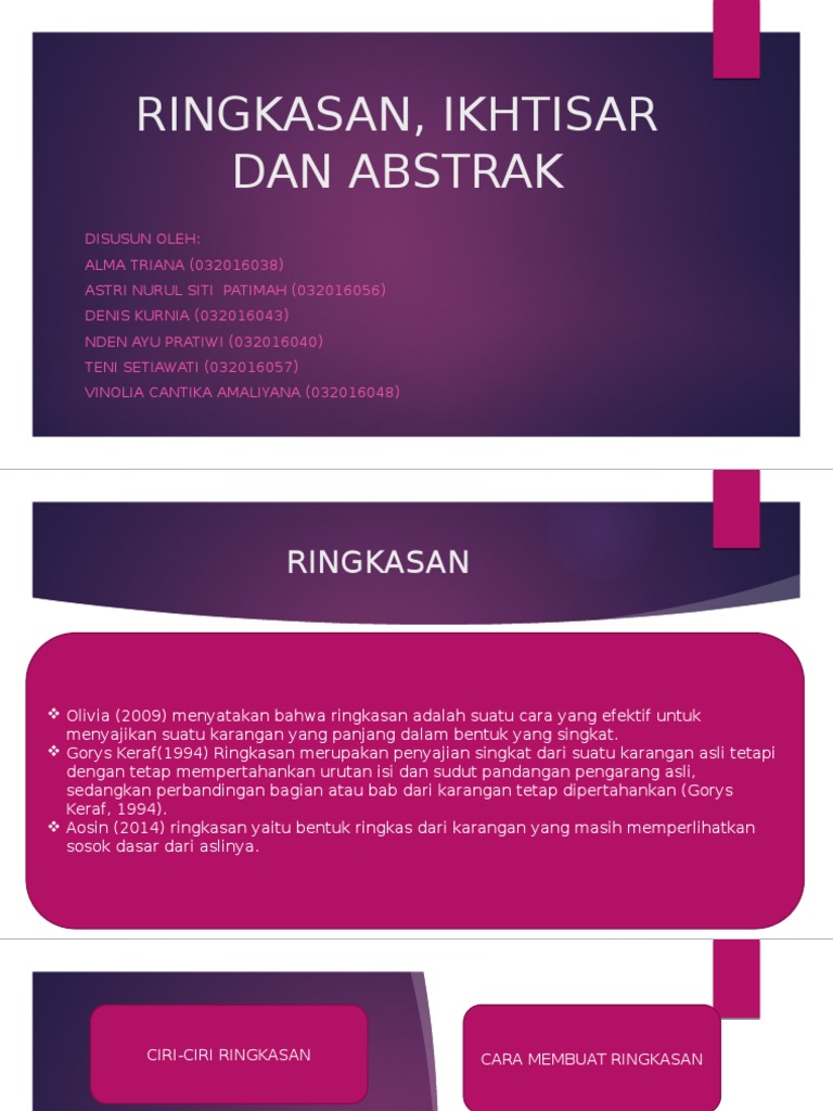 Ringkasan, Ikhtisar Dan Abstrak | PDF