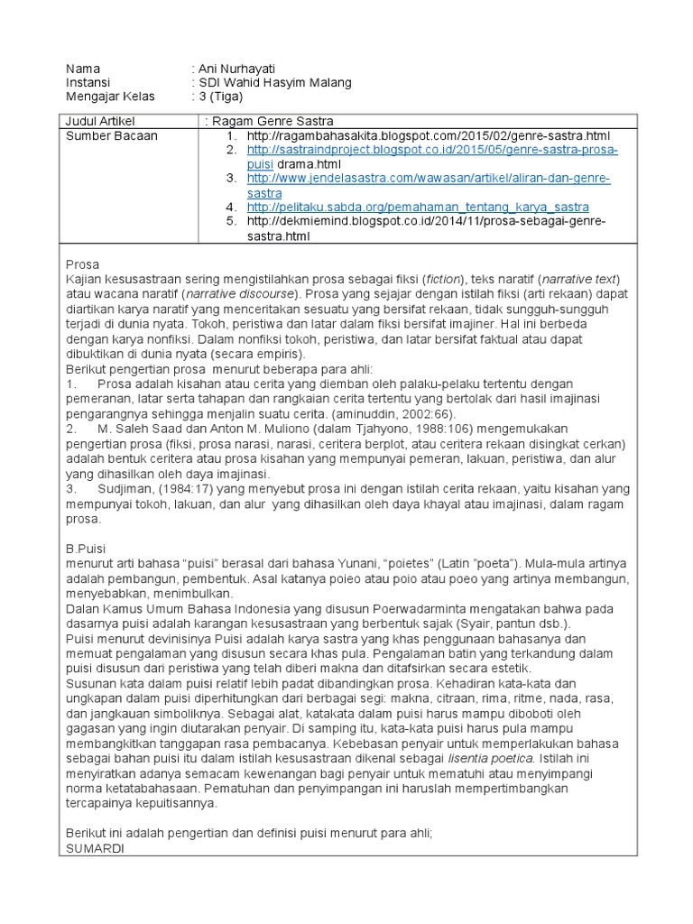 Ragam Genre Sastra | PDF