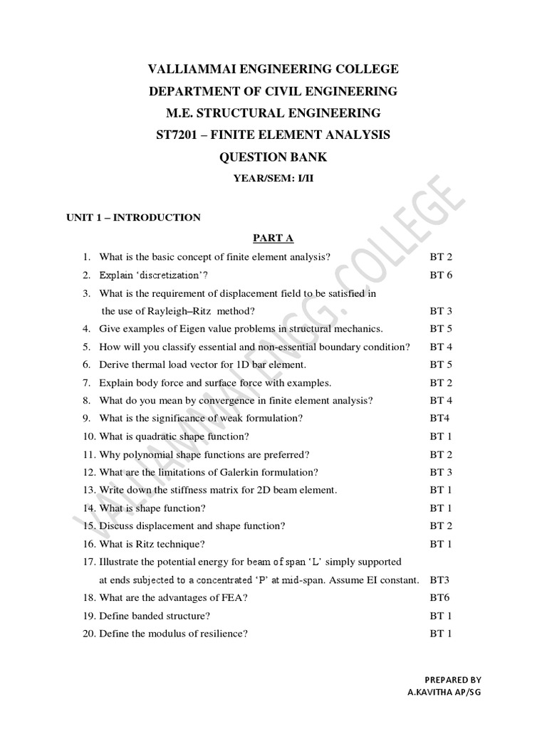 ST7201-Finite Element Method | PDF