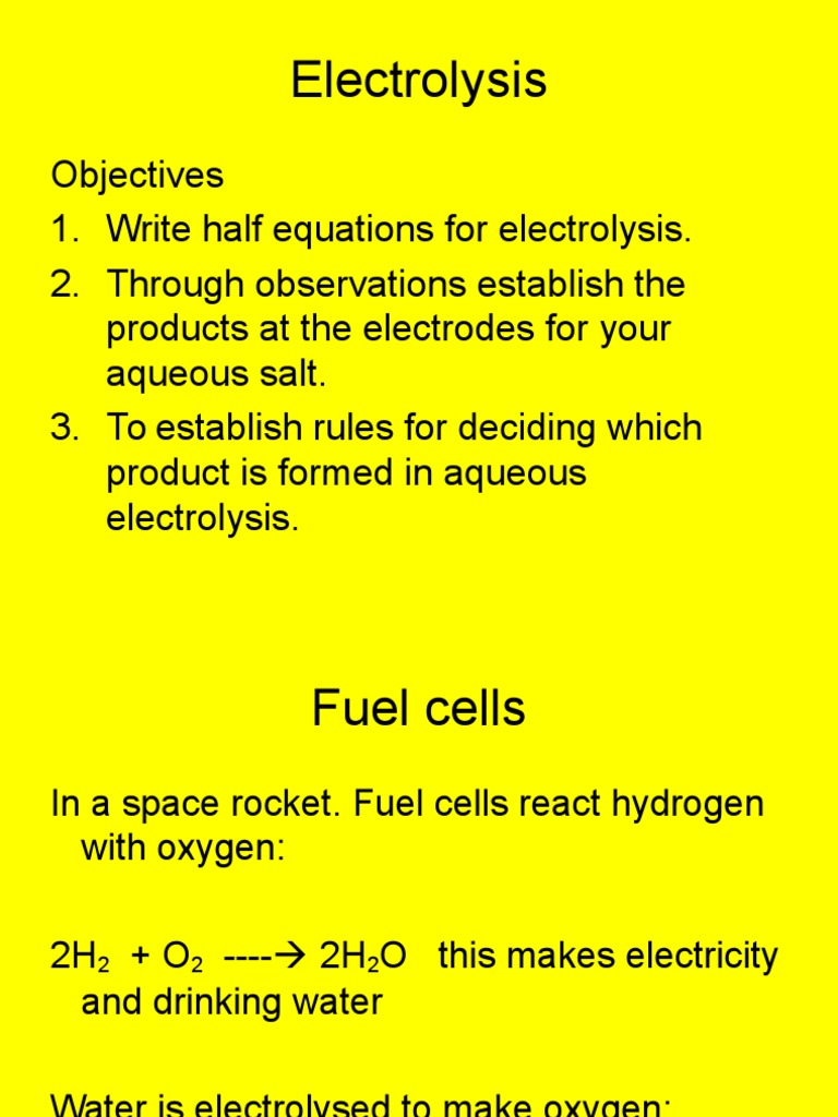 Aqueous Electrolysis Rules and Equations | PDF