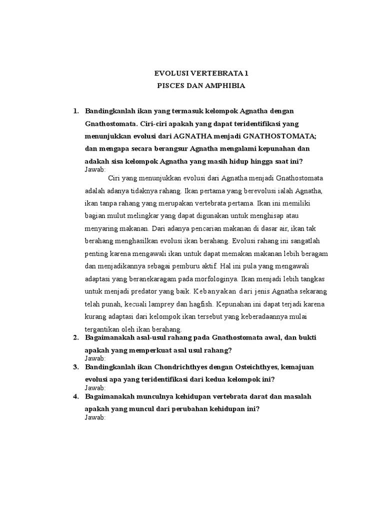 Evolusi Ikan: Agnatha ke Gnathostomata | PDF