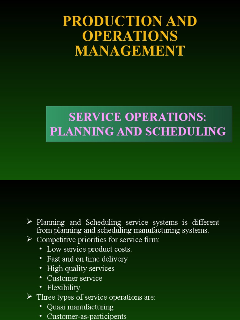 Service Operations Planning and Scheduling | PDF | Career & Growth ...