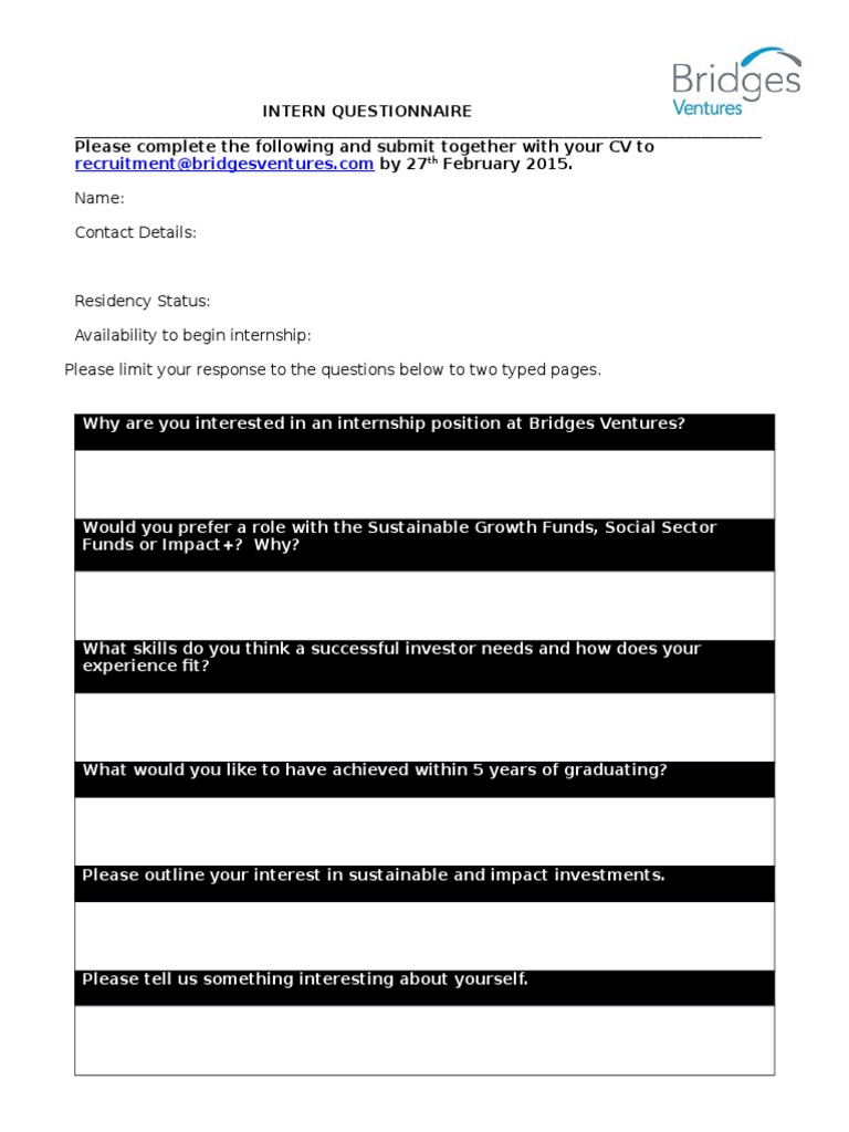 Intern Questionnaire 2015 | PDF