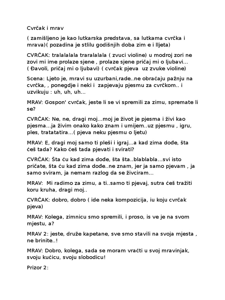 Cvrcak I Mrav | PDF