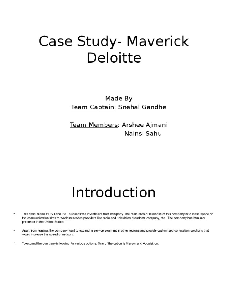 Case Study - Maverick Deloitte | PDF | 4 G | Wireless