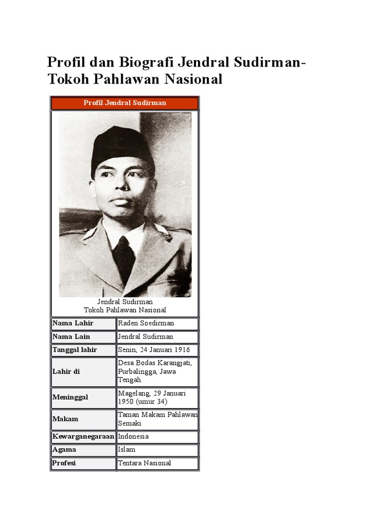 Profil Dan Biografi Jendral Sudirman | PDF