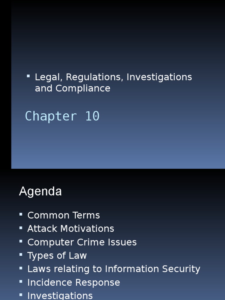 CISSP - 10 Legal, Regulations, Investigations & Compliance | PDF ...