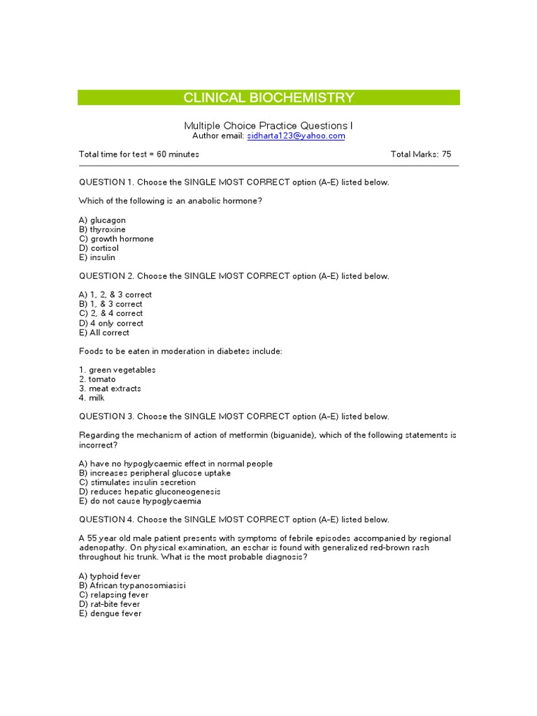Clinical Biochemistry I | PDF | Hypoglycemia | Insulin