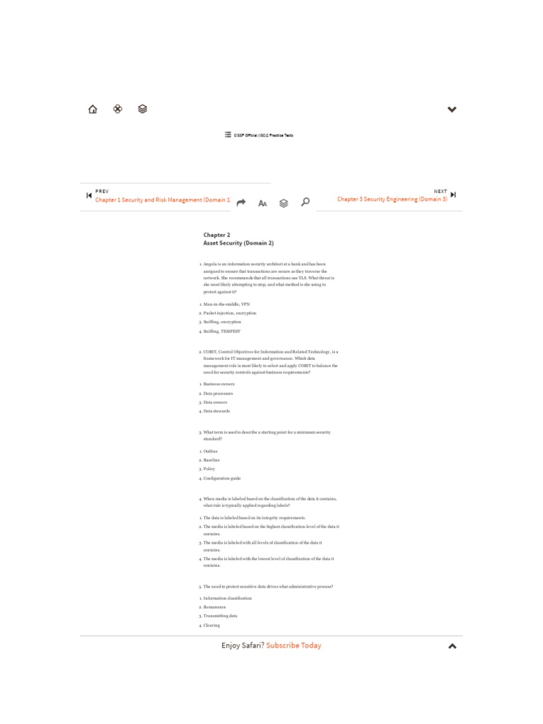 Chapter 2 Asset Security Domain 2 Cissp Official Isc 2 Practice Tests Pdf Classified