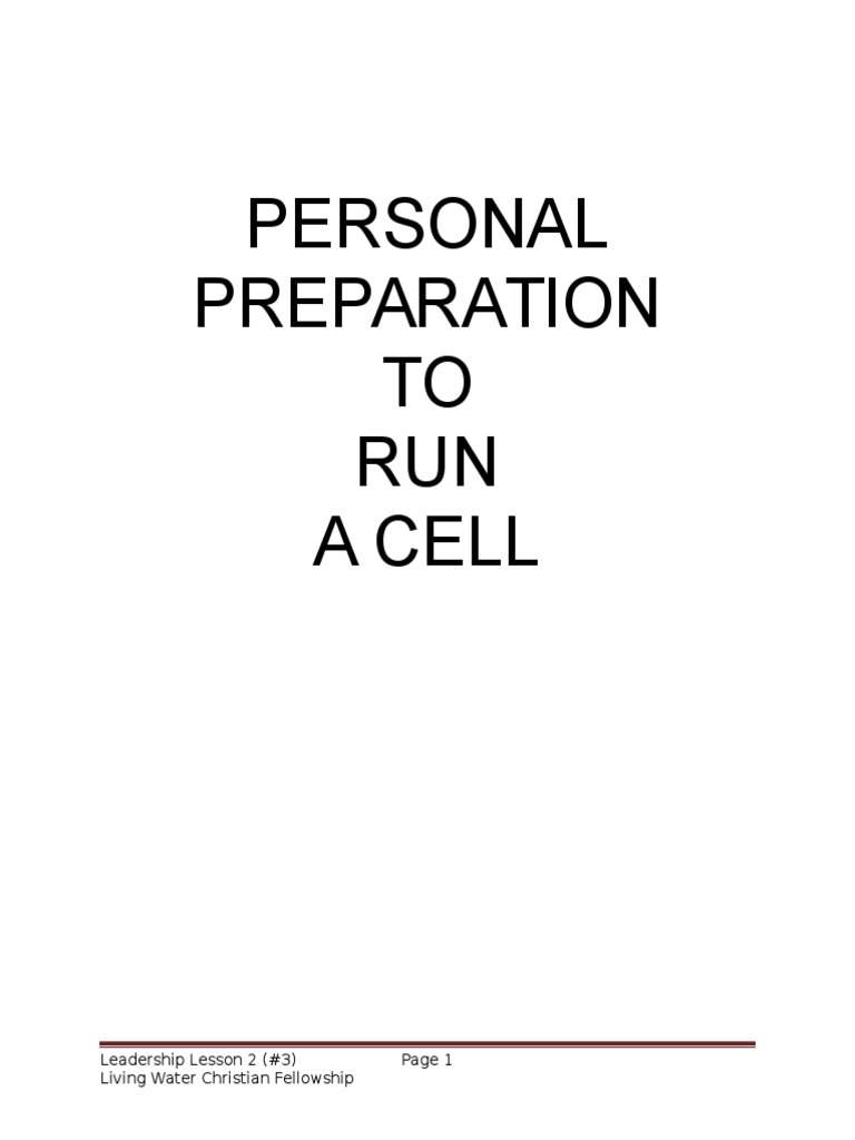 LL2 #3 Personal Preparation To Run A Cell | PDF