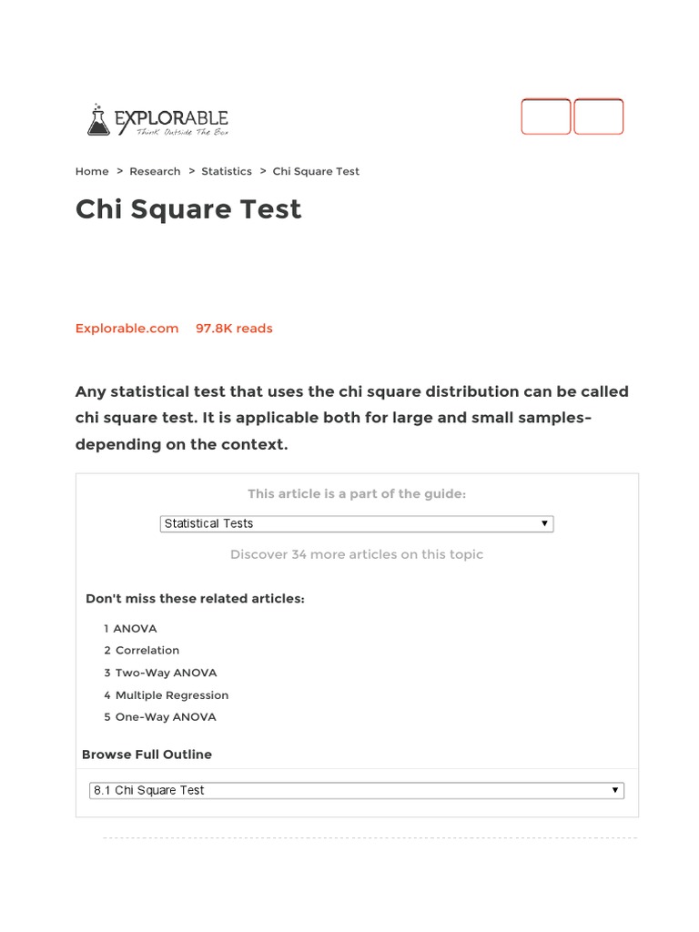 Chi Square Test - Statistics | PDF