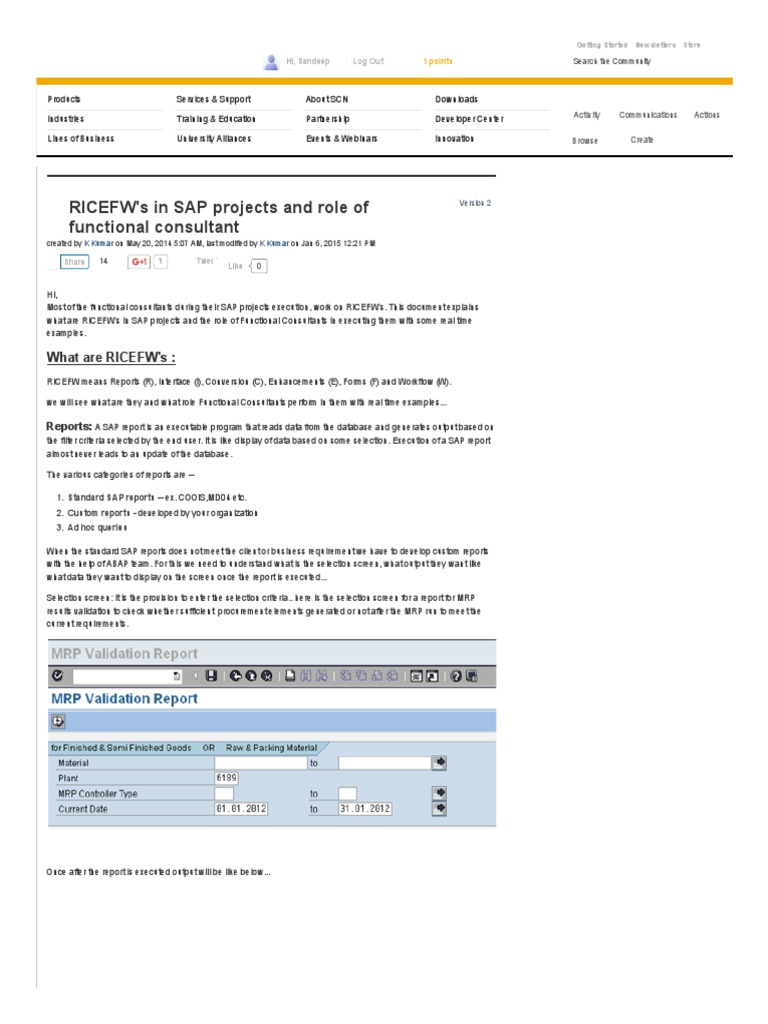 RICEFW's in SAP Projects and Role of Functional Consultant | Download Free PDF | Sap Se ...