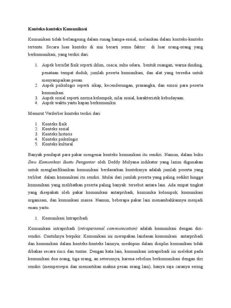 KONTEKS DAN KLASIFIKASI KOMUNIKASI | PDF