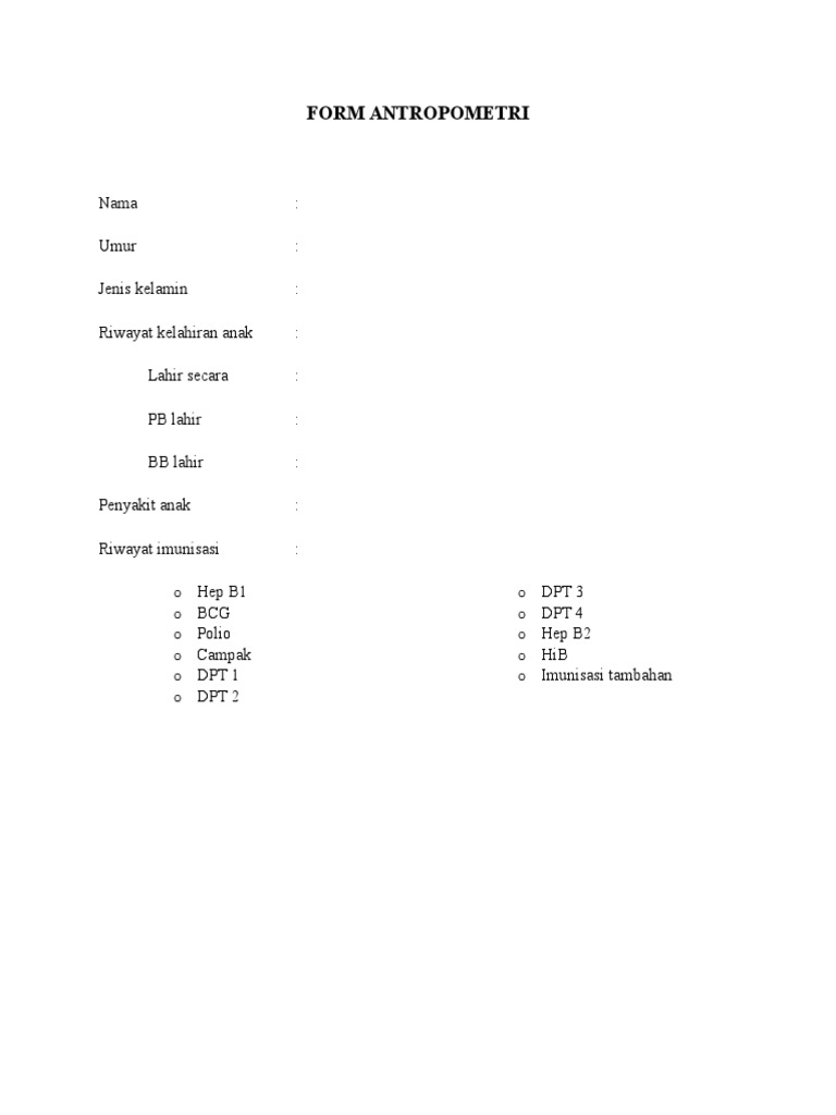 Data Antropometri Anak | PDF