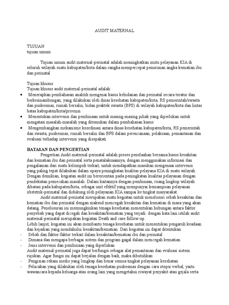 Audit Kematian Ibu dan Perinatal | PDF | Bisnis | Pengembangan Diri