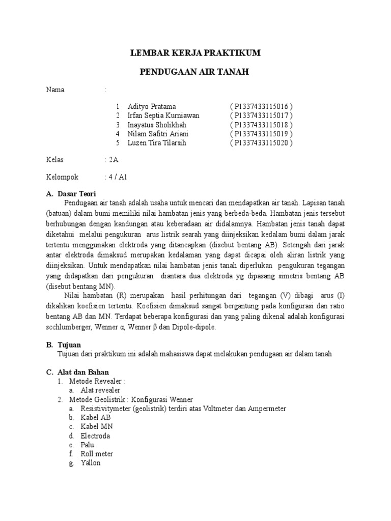LKP Pendugaan Air Tanah | PDF