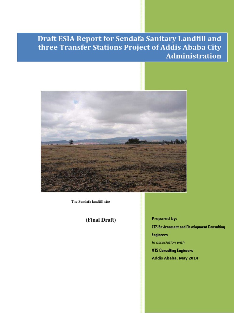 Sendafa Landfill Works - Final Draft ESIA Report - 20140806 PDF | PDF ...