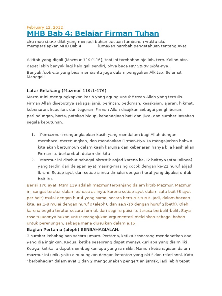 Belajar Firman Tuhan | PDF