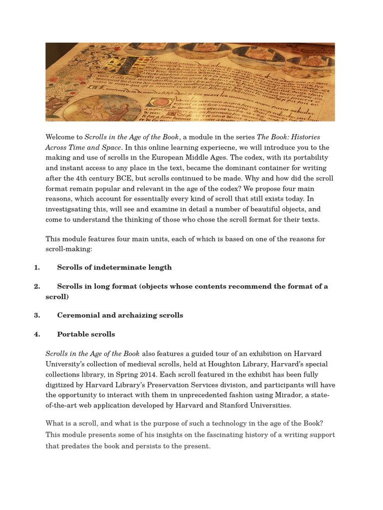 Medieval Scrolls: Uses and Significance | PDF | Codex | Books