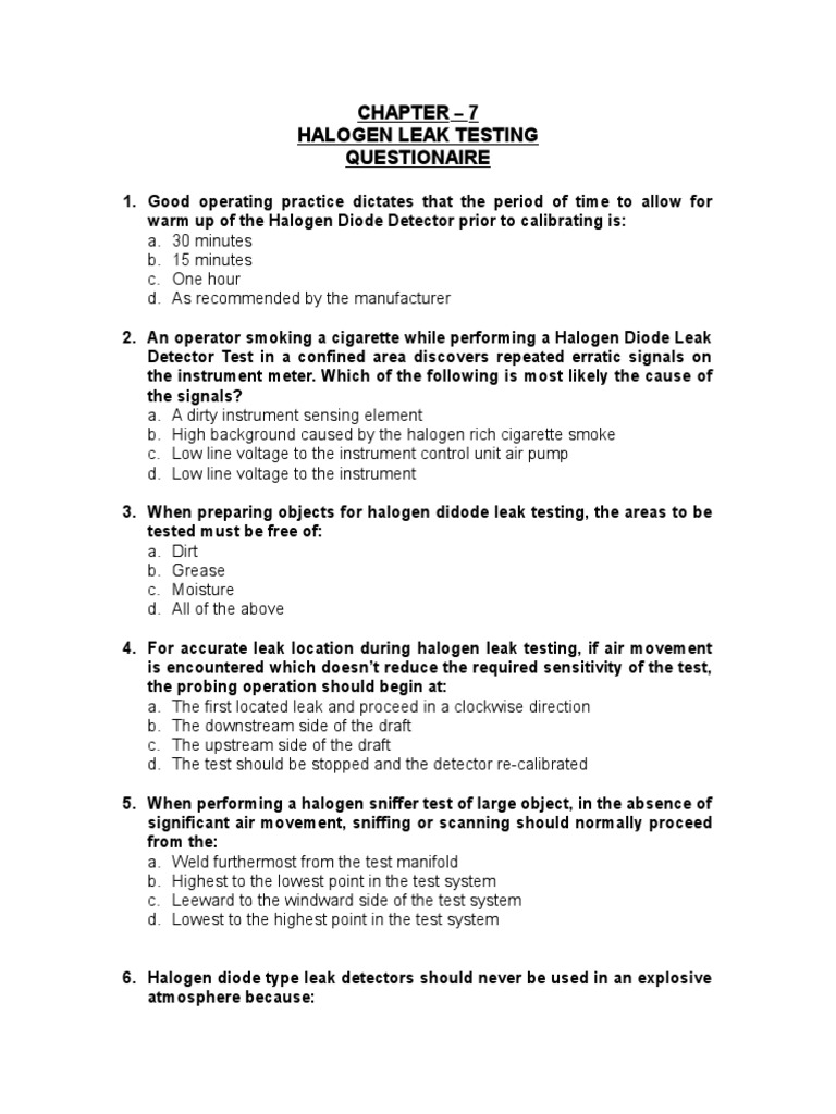 Chapter 7 (Halogen Leak Testing) | PDF | Leak | Gases