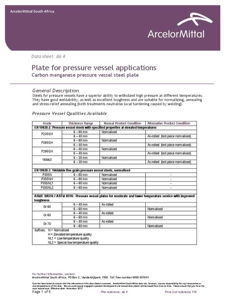 Arcelor en 10028-3 | PDF | Annealing (Metallurgy) | Steel