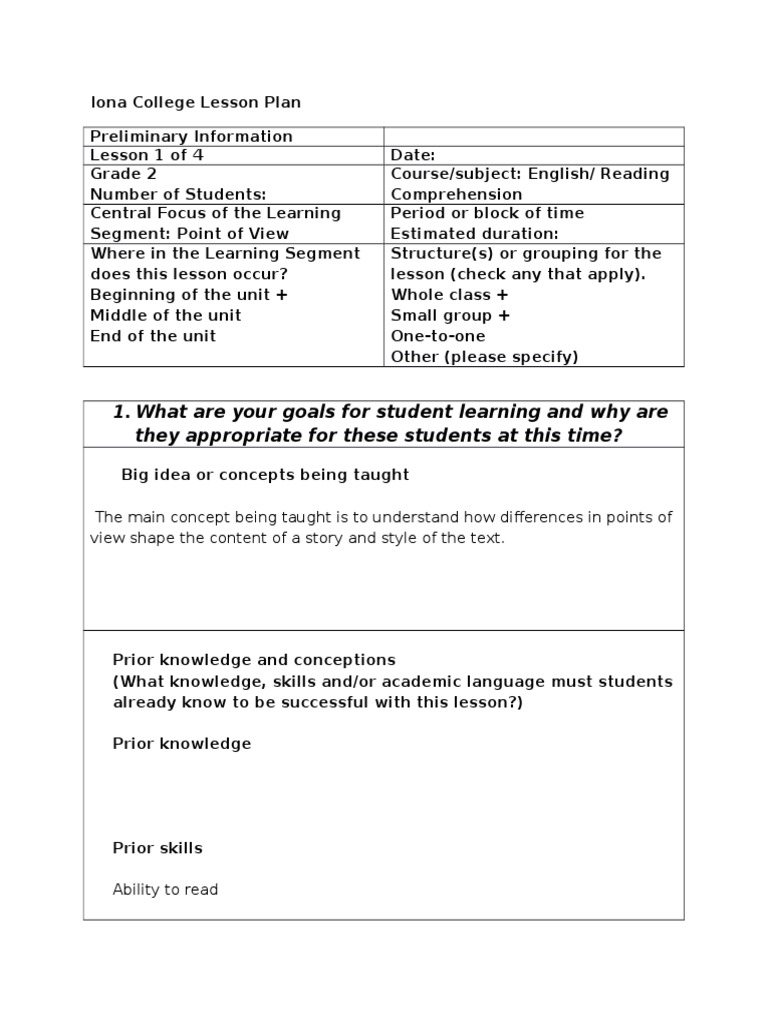 EdTPA Lesson Plan | PDF | Narration | Lesson Plan