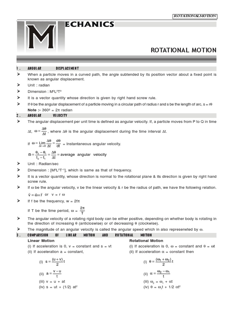 Rotational Motion | PDF | Rotation Around A Fixed Axis | Torque