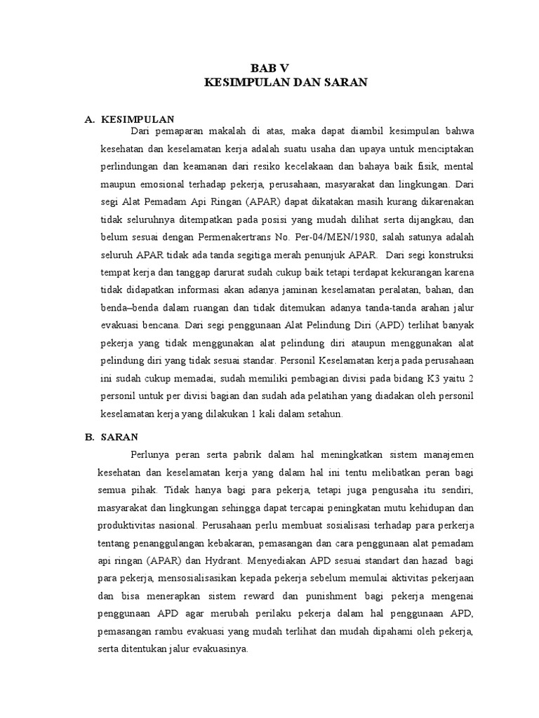 Contoh Kesimpulan Saran | PDF