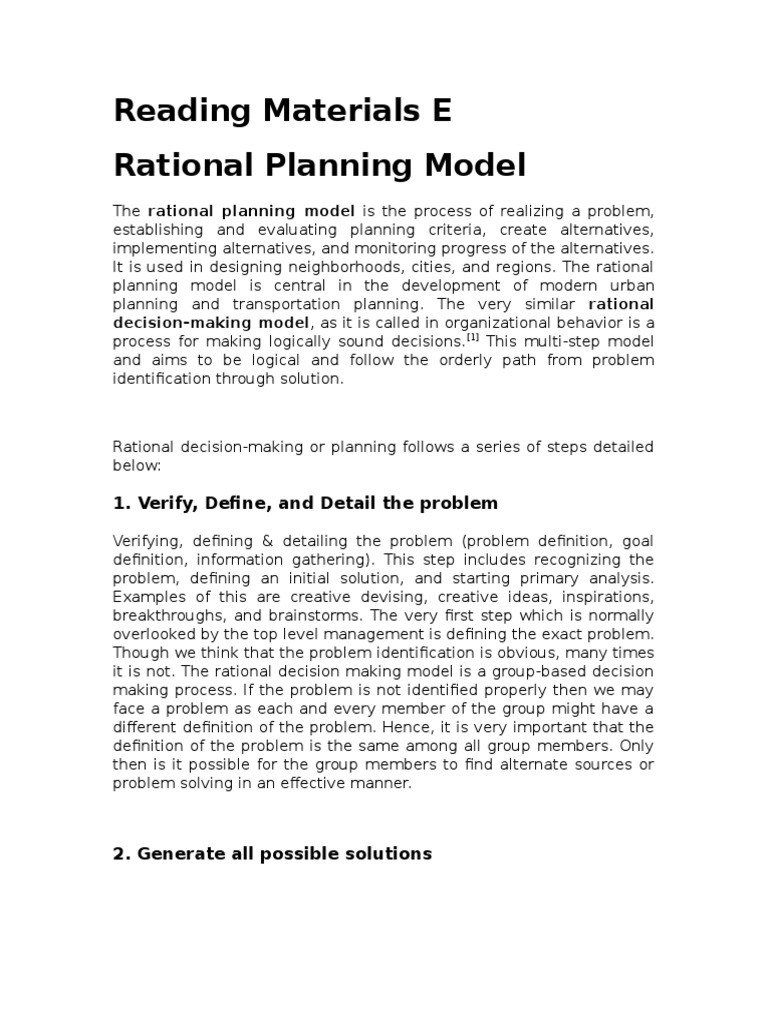 Rational Planning Model-1 | PDF | Epistemology | Cognition