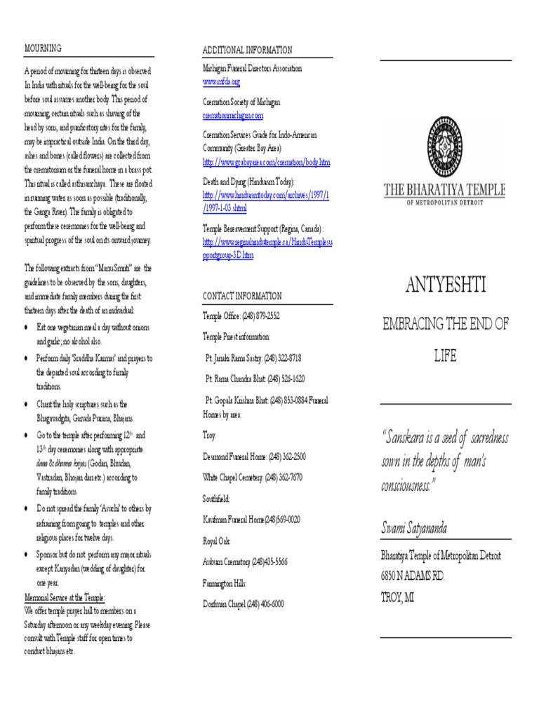 Antyeshti (Vedic) Funeral | PDF | Funeral | Cremation