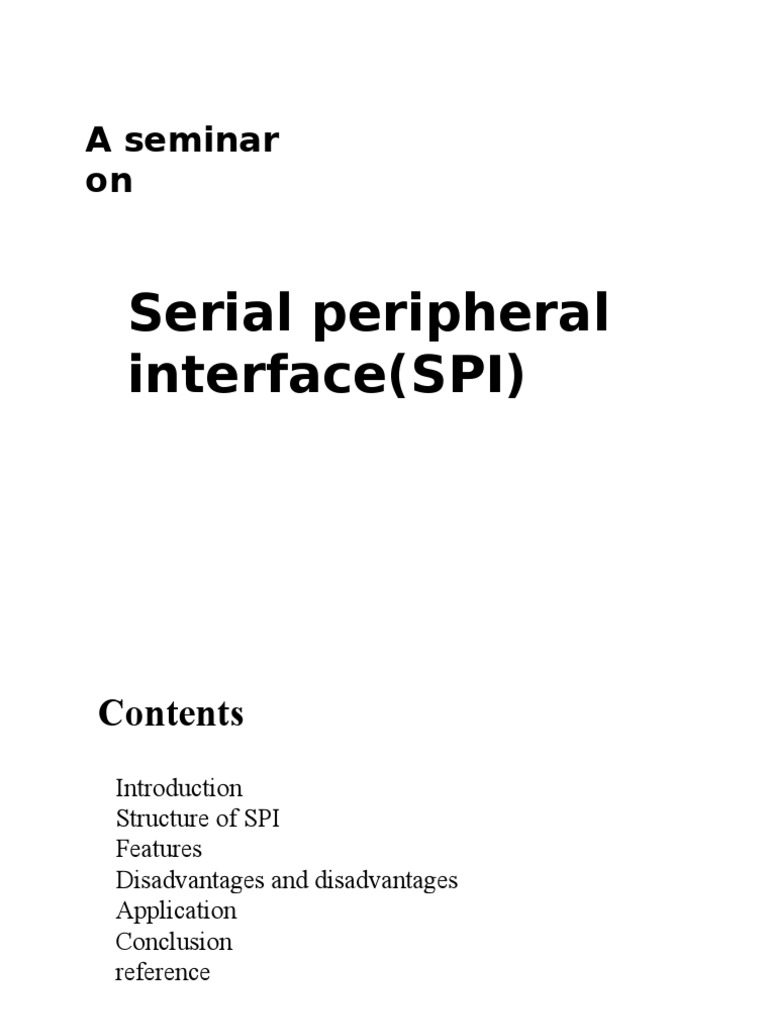 SPI Seminar: Serial Peripheral Interface | PDF | Network Protocols | Manufactured Goods