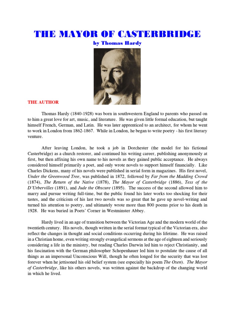 The Mayor of Casterbridge Overview | PDF | Thomas Hardy