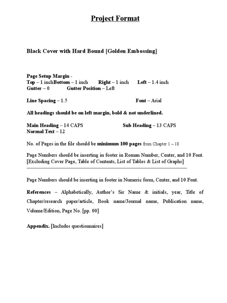 Project Format: Black Cover With Hard Bound (Golden Embossing) | PDF