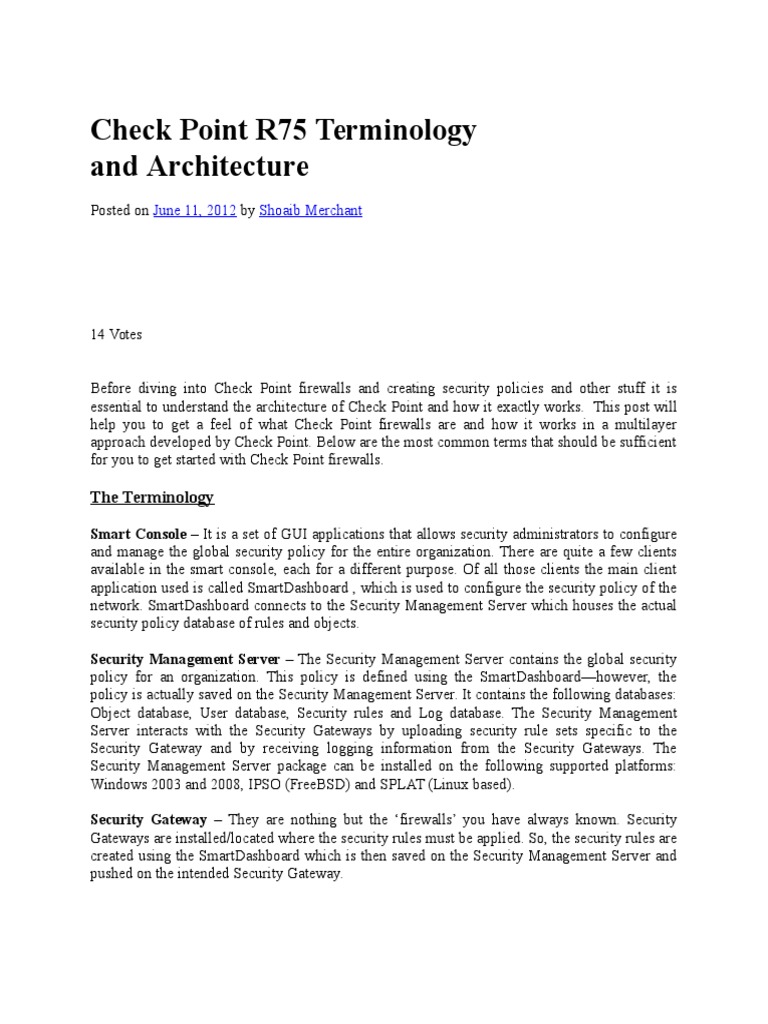 Check Point R75 Firewall Guide | PDF | Transmission Control Protocol ...