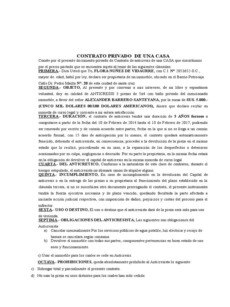 Contrato de Anticretico | PDF | Ciencias sociales | Derecho
