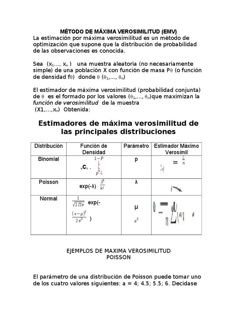 Ejemplos Maxima Verosimilitud (Autoguardado) | PDF | Teoría de probabilidad | Teoría estadística