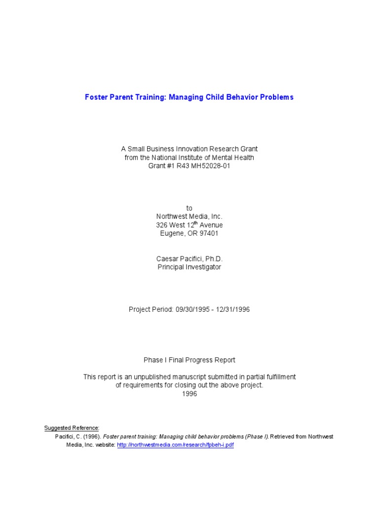 Foster Parent Training: Managing Child Behavior Problems | Download ...