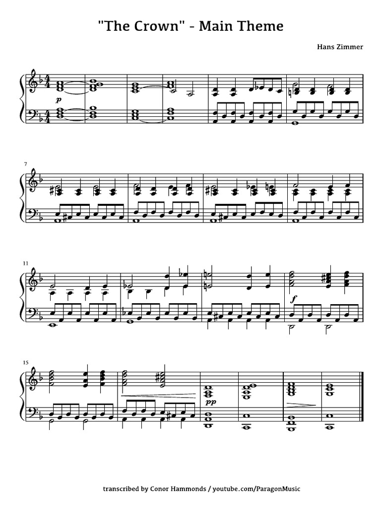 "The Crown" Main Title - Sheet Music