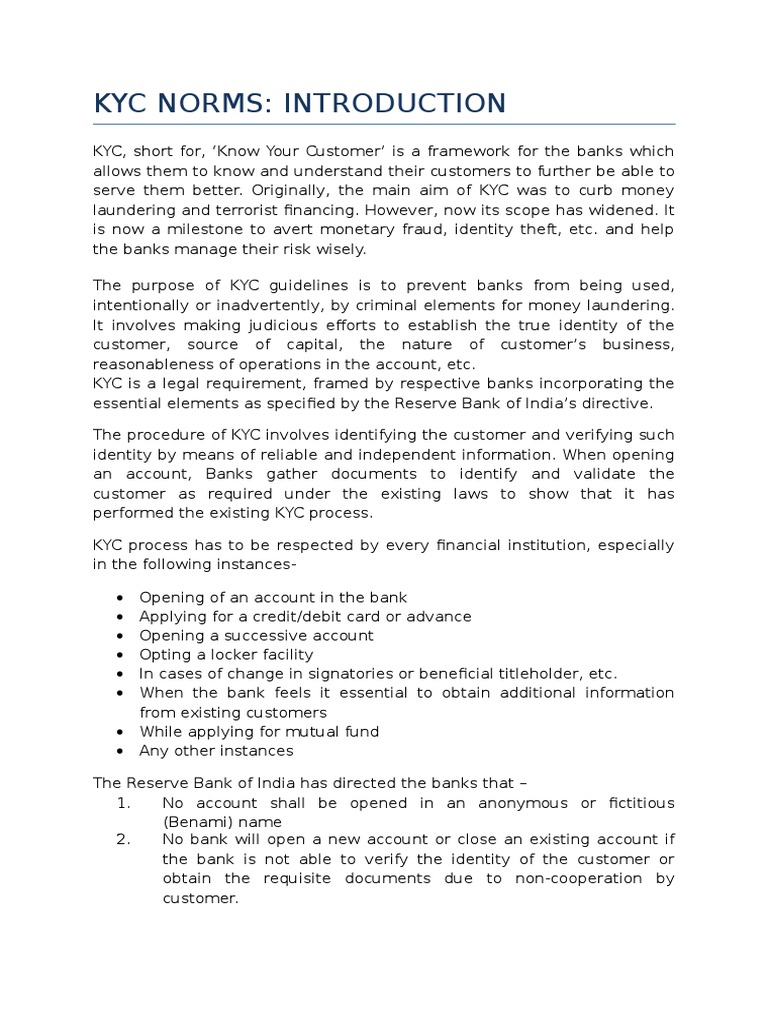Kyc Norms | PDF | Money Laundering | Business