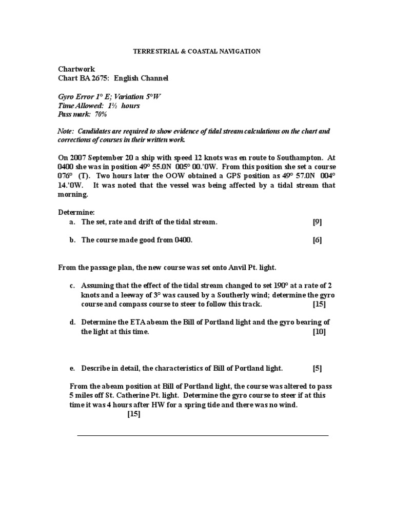 Chartwork For September 26 | PDF