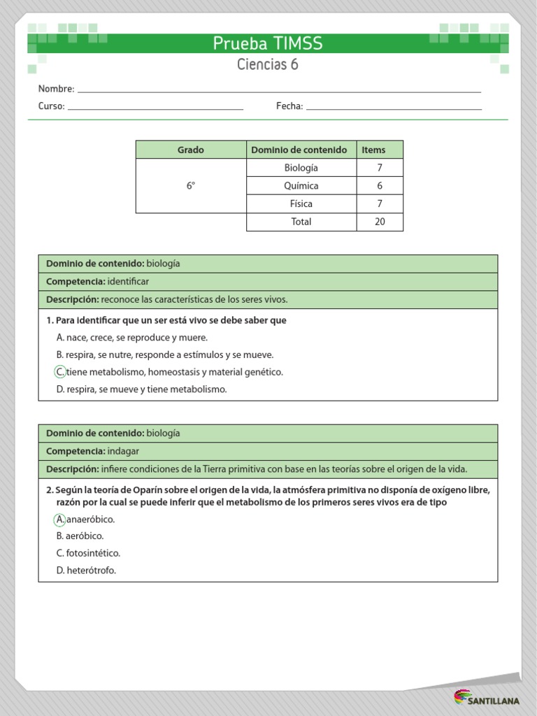 Respuestas Prueba Timss | PDF | Fahrenheit | Celsius