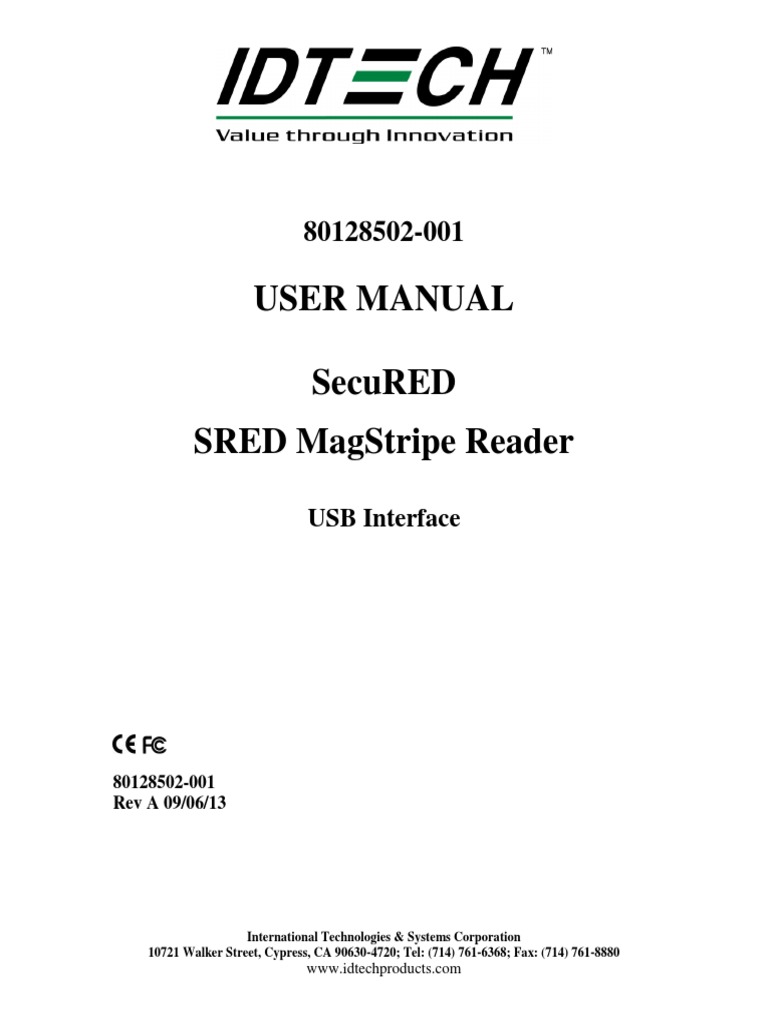 IDTech - A SecuRED User Manual | PDF | Encryption | Usb