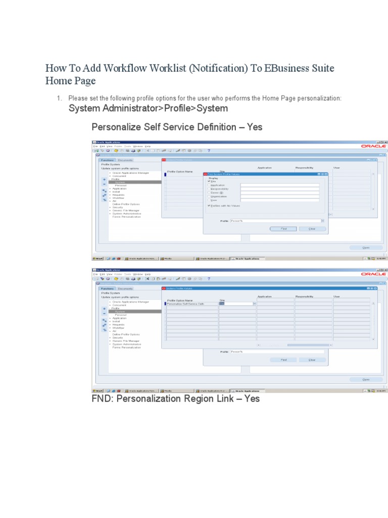 How To Enable Notification List in Oracle EBS Homepage | PDF